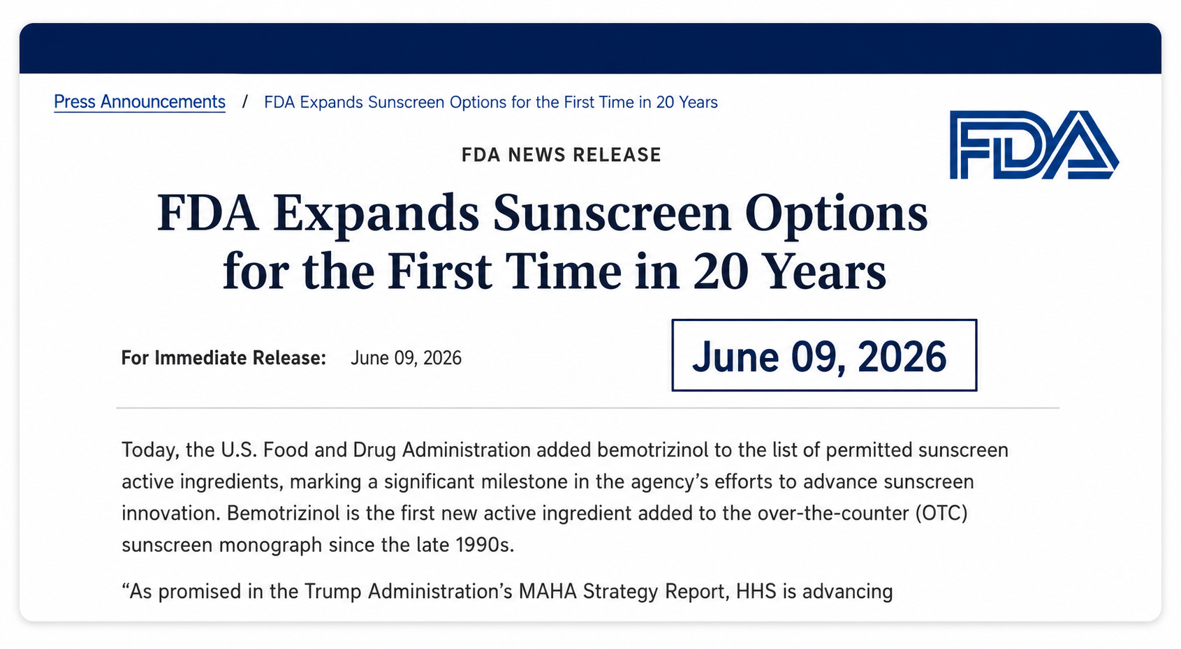 The US Sunscreen Door Just Opened | What FDA's First New UV Filter in ...